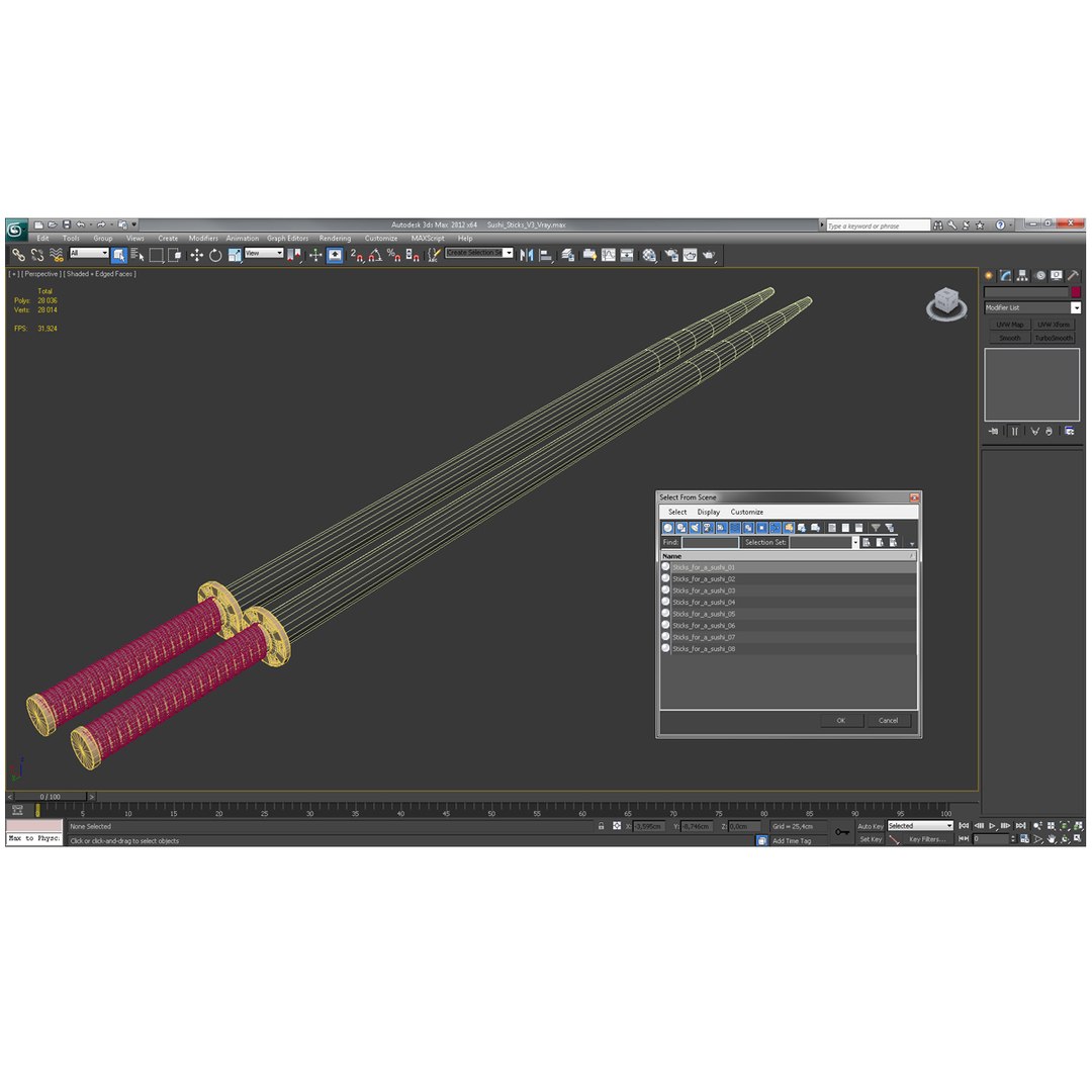 3d Model Sushi Sticks