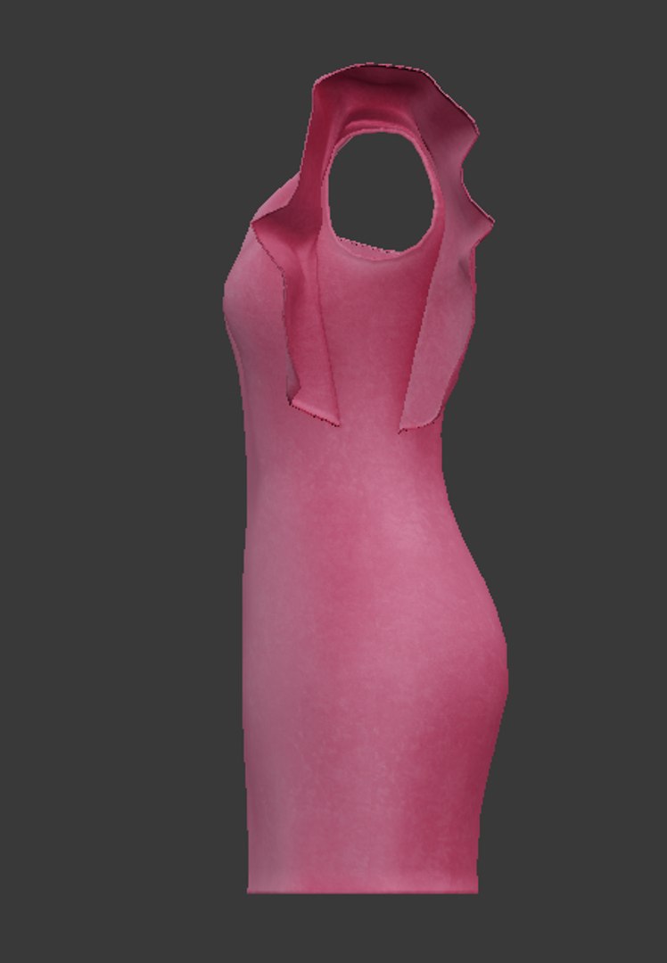 Ruffle Sleeve Dress 3D Model - TurboSquid 1219811