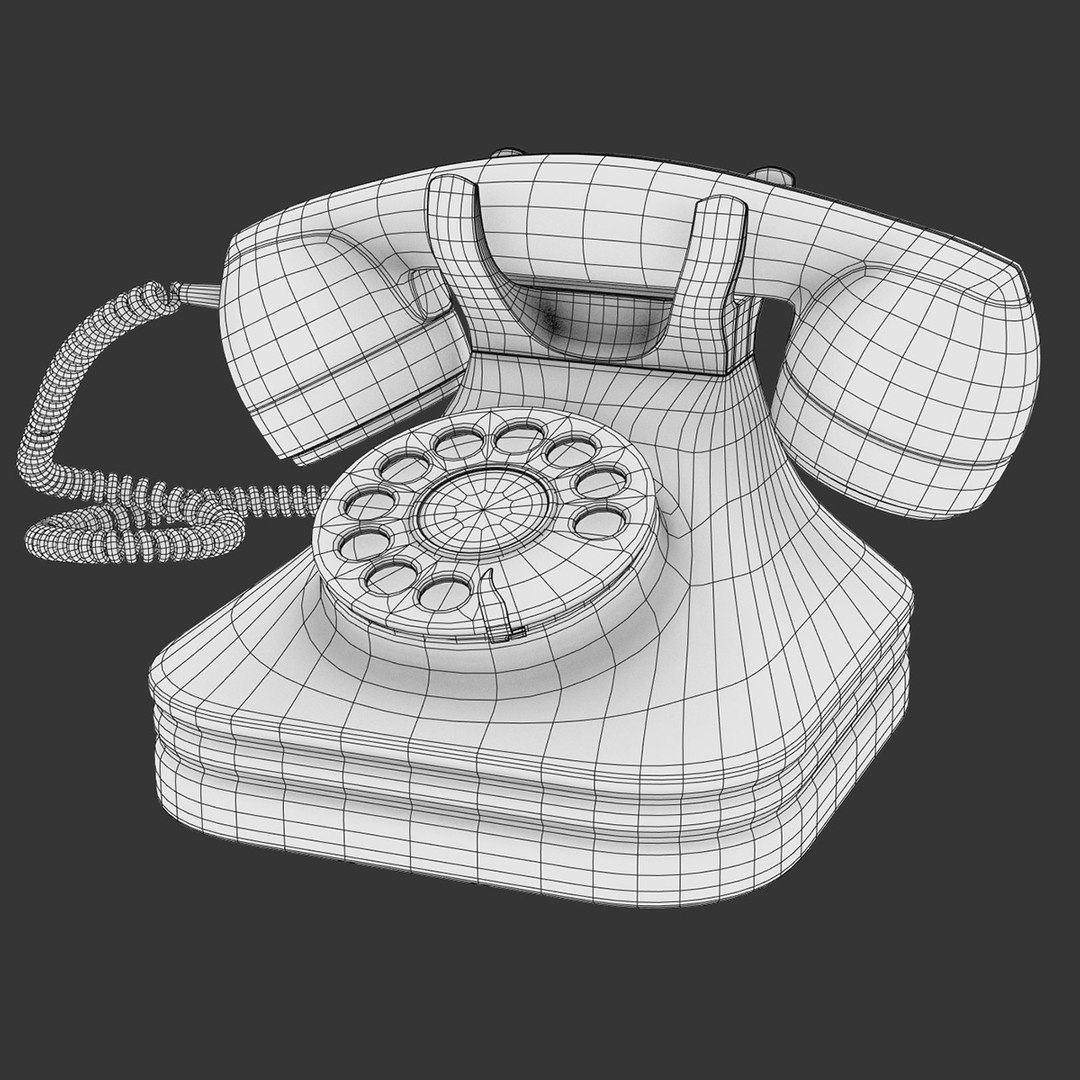 3d model retro style telephone