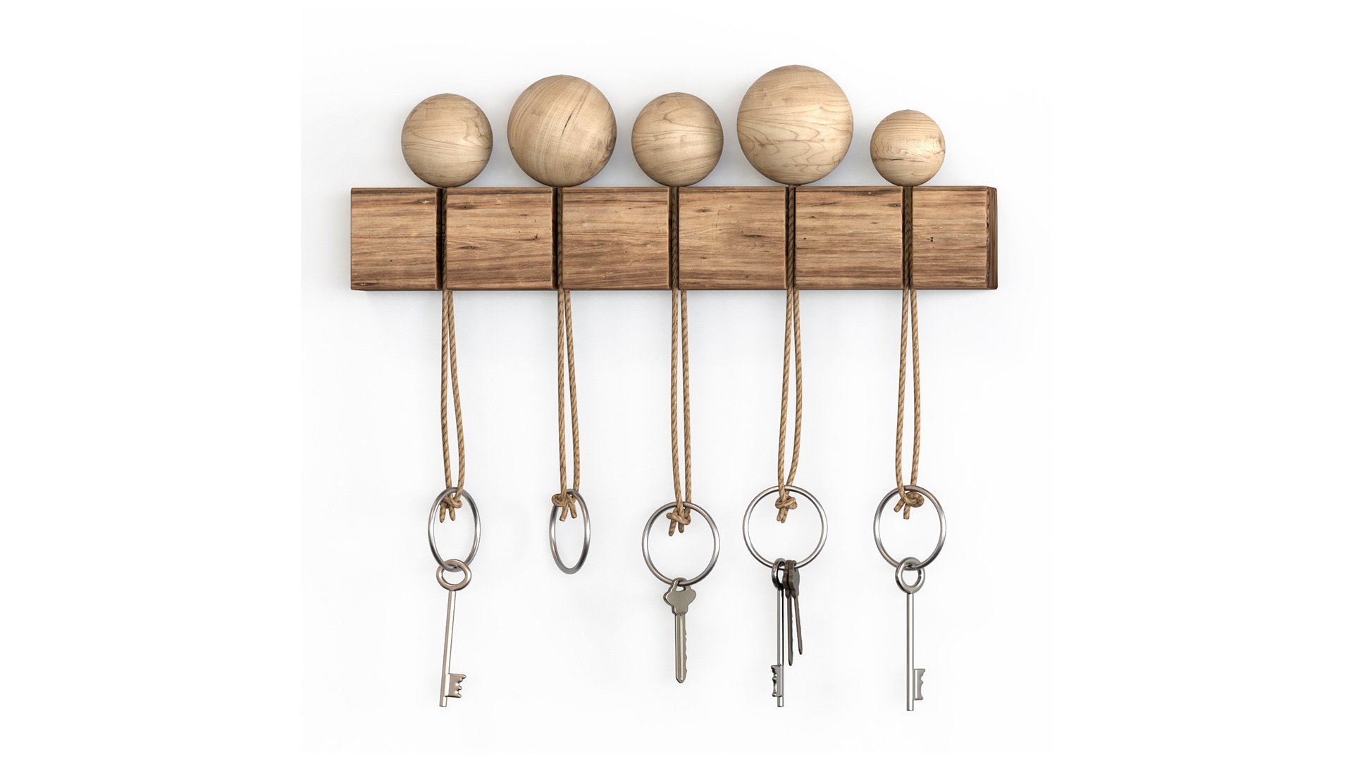 3D wall mounted keyholder with wooden key rack model - TurboSquid 2108665