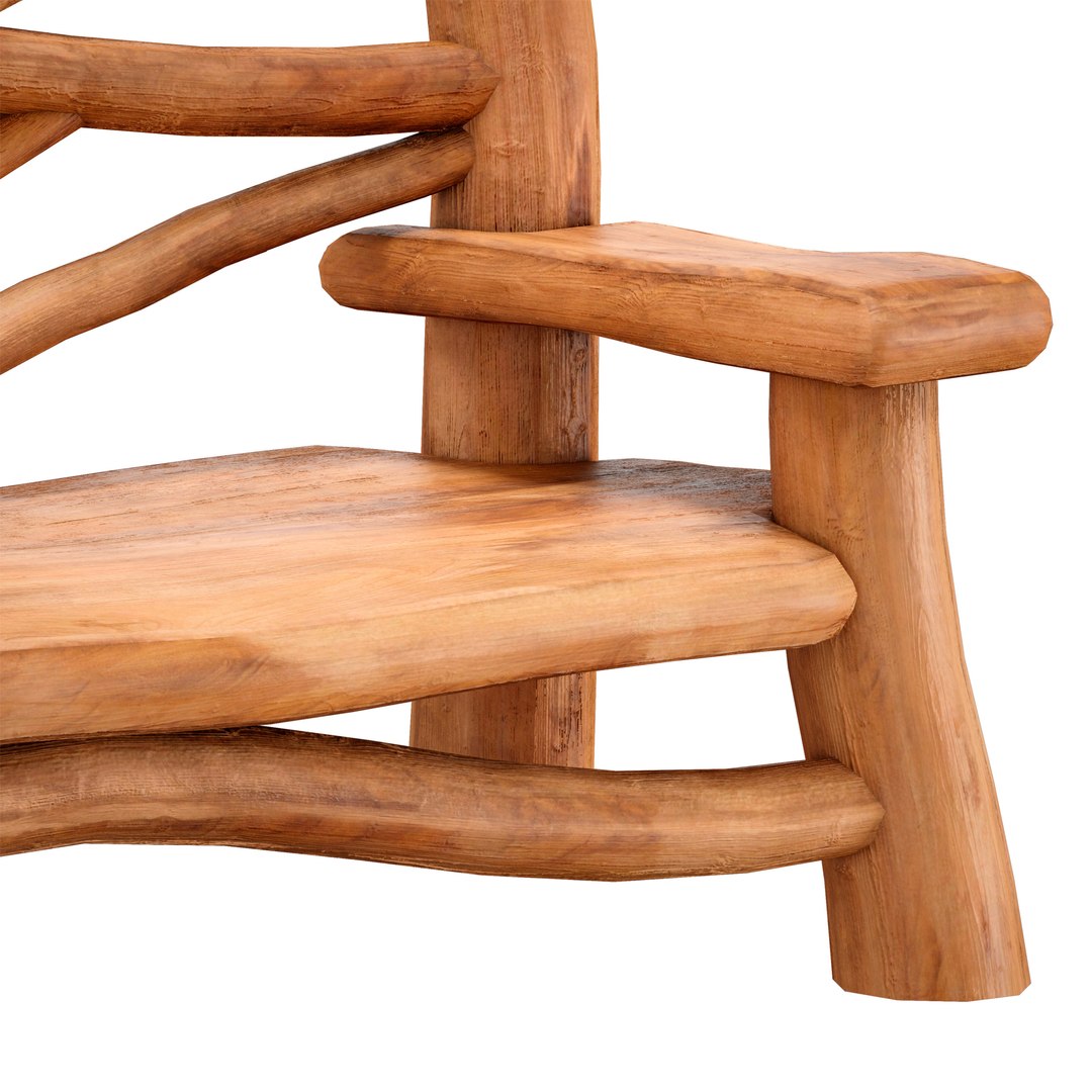 3D Wooden Bench Made Of Logs And Branches - TurboSquid 1960668