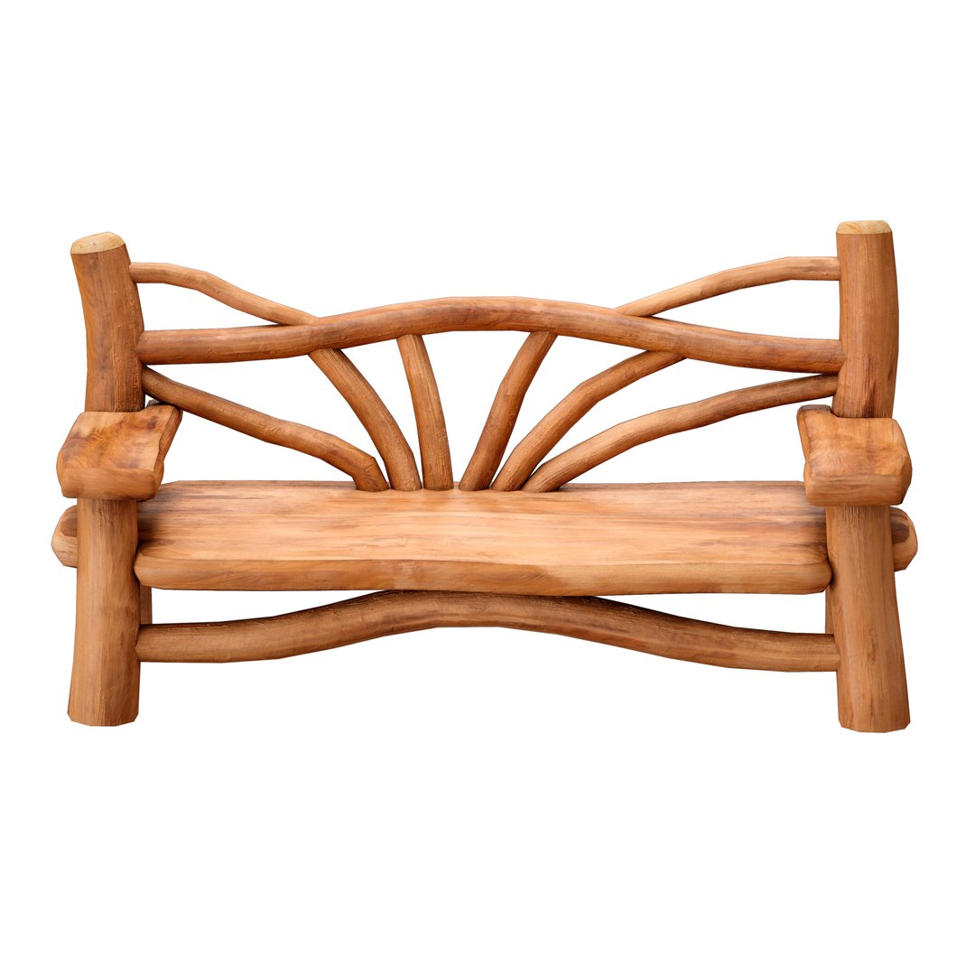 3D Wooden Bench Made Of Logs And Branches - TurboSquid 1960668