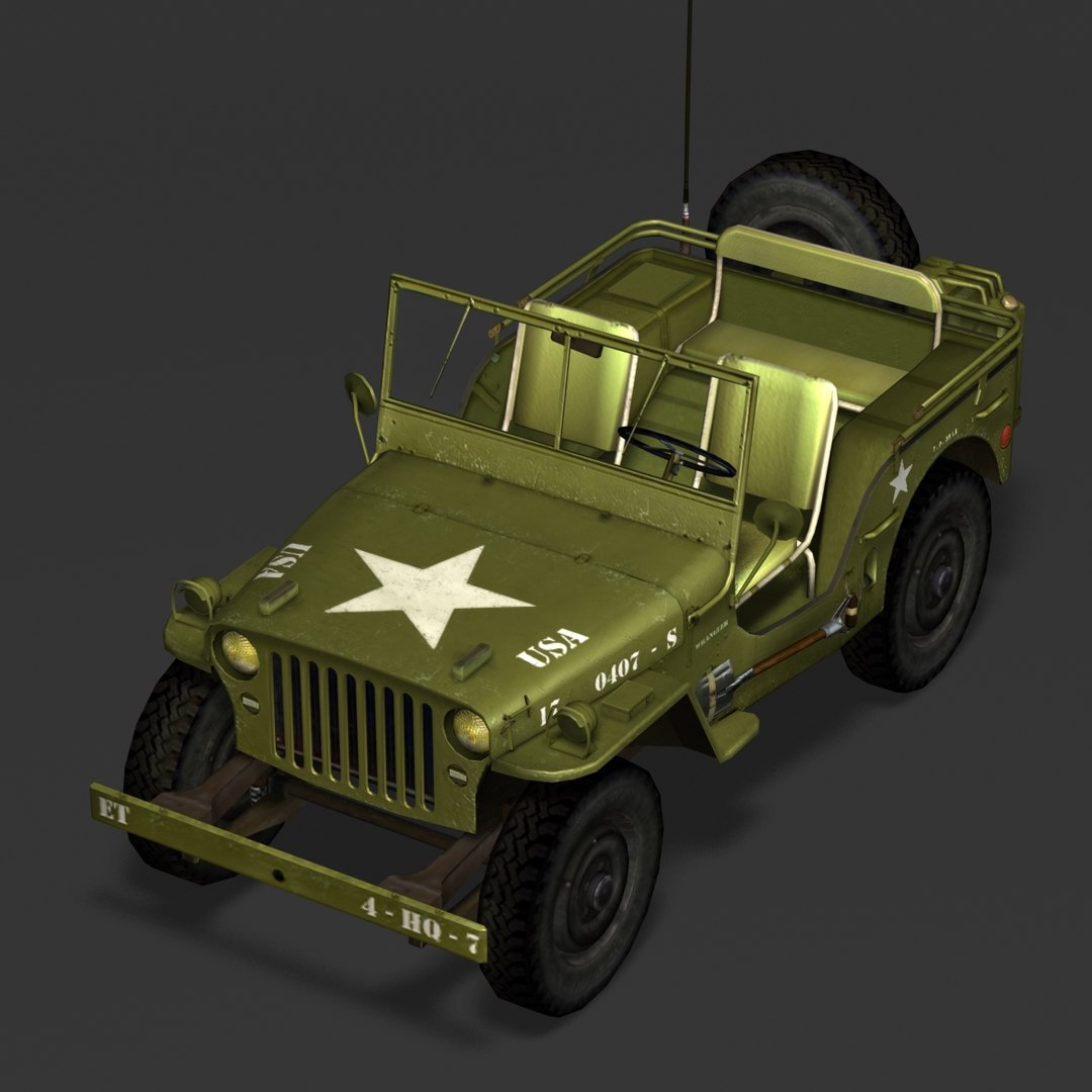Army Willys Jeep 3d Model