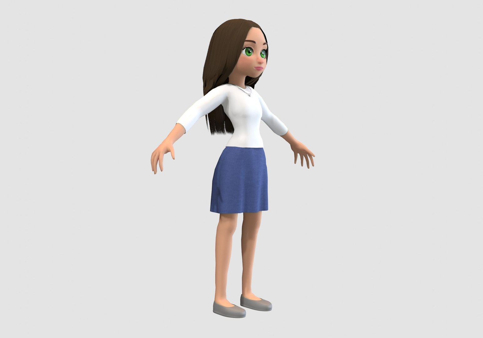 Basic cartoon girl 3D model - TurboSquid 1917558