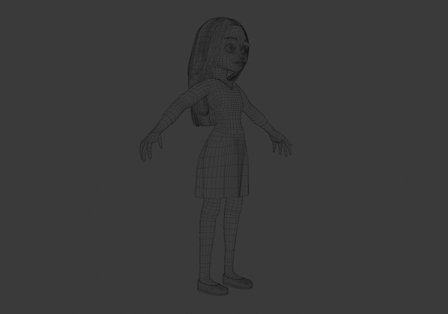 Basic cartoon girl 3D model - TurboSquid 1917558