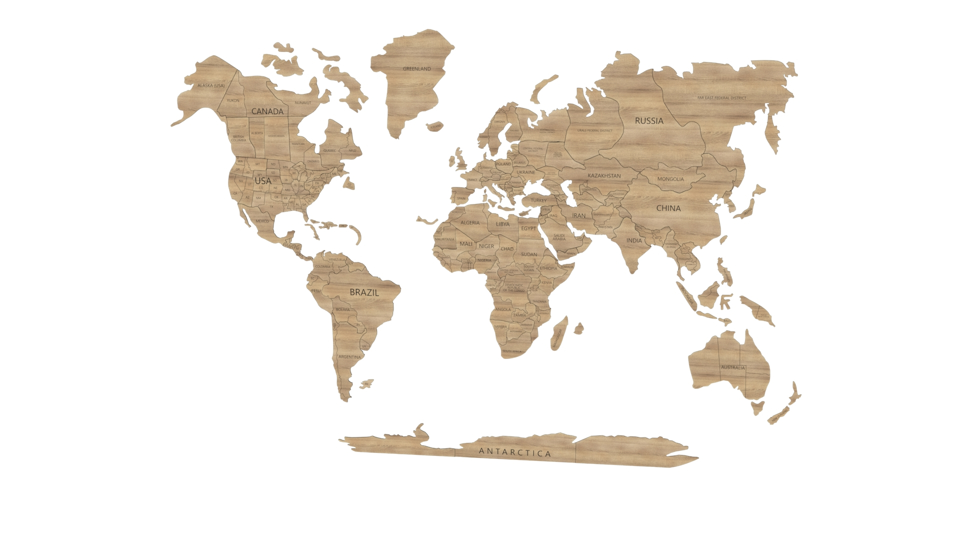 Wooden Wall World Map 3D - TurboSquid 2202811