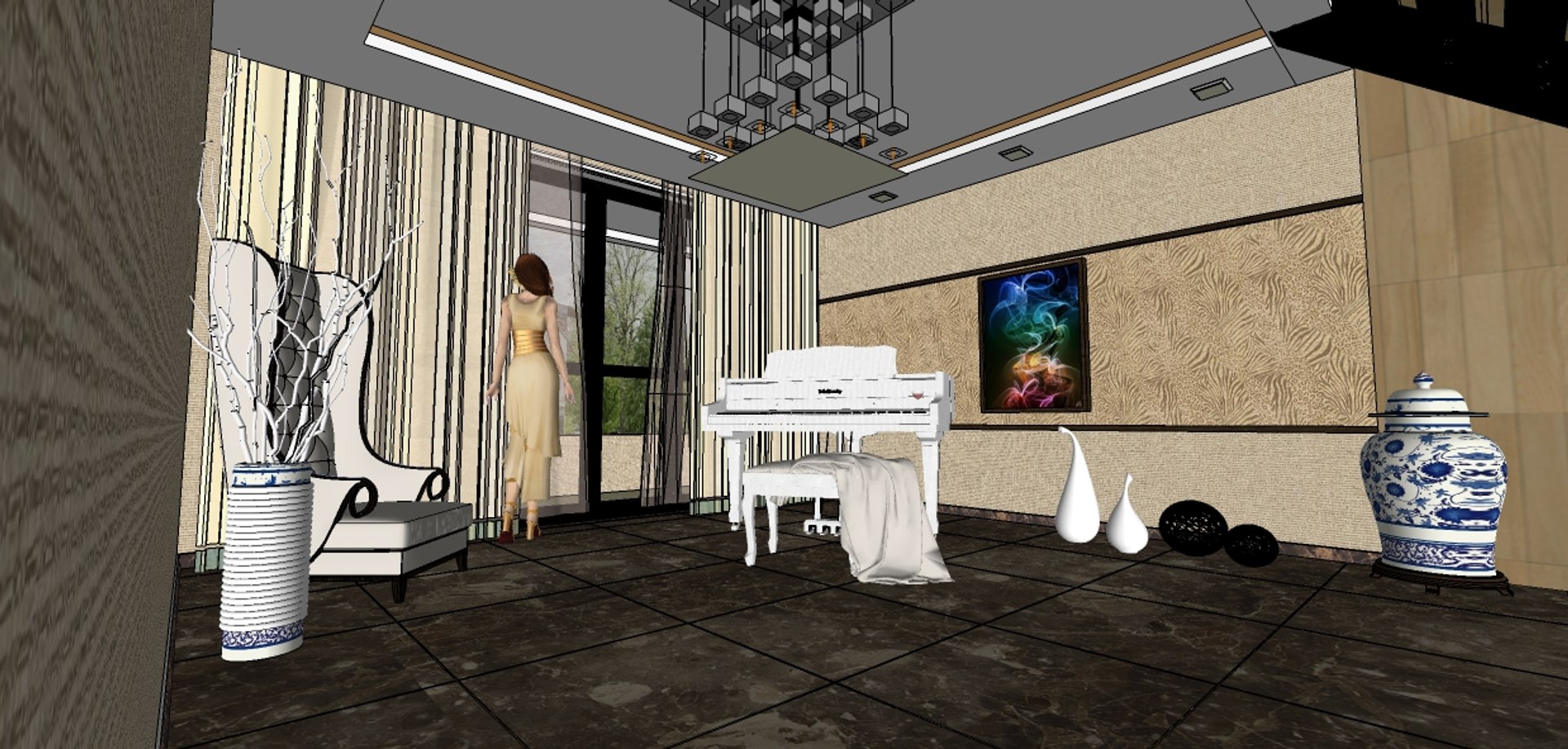 Living Music Room 3D - TurboSquid 1652980