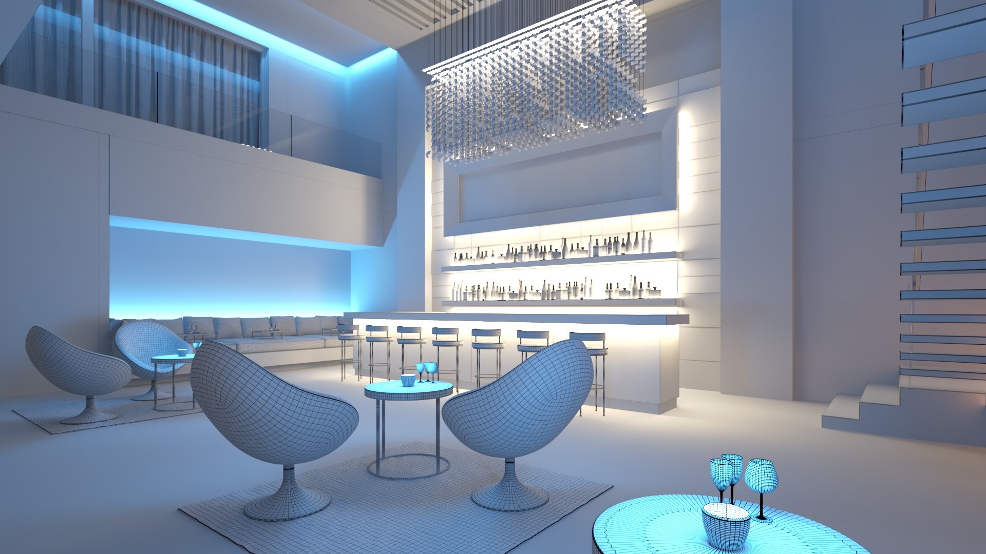 3d Scene Contemporary Lounge Bar