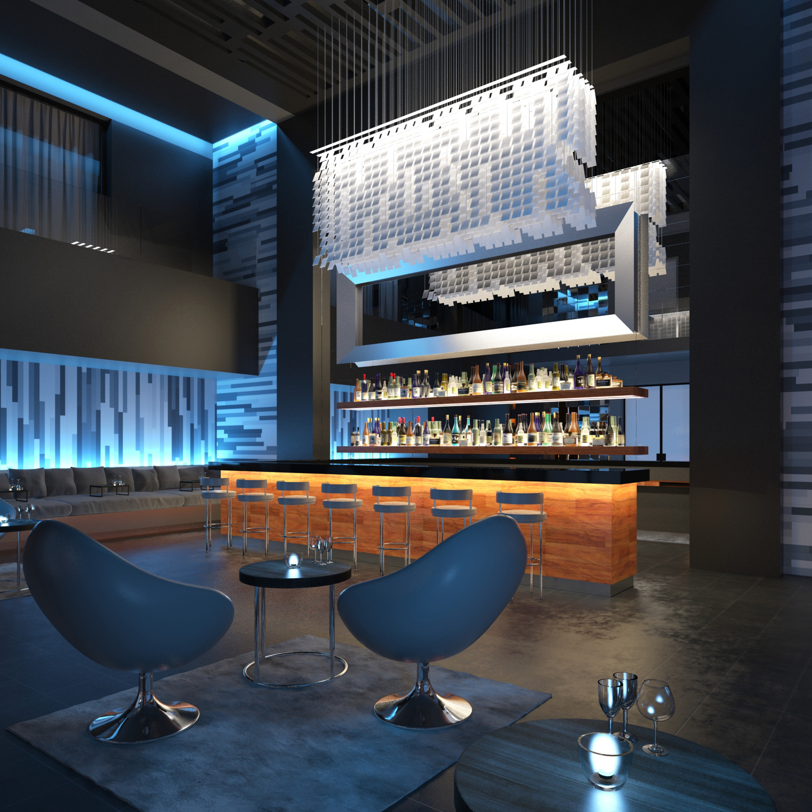 3d scene contemporary lounge bar