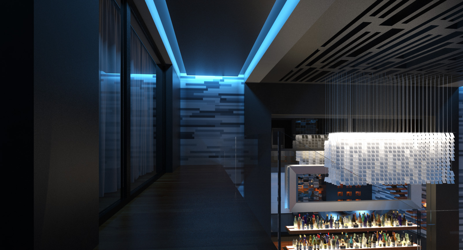 3d scene contemporary lounge bar