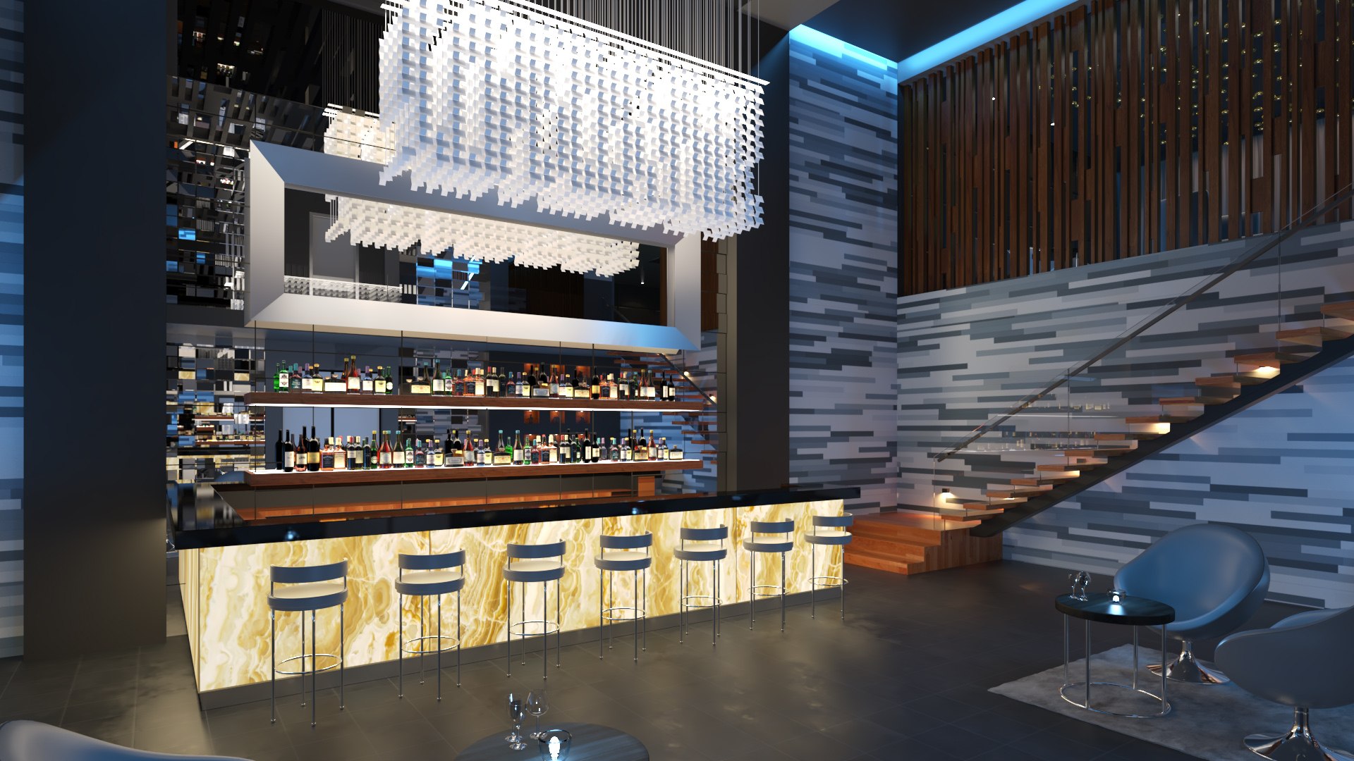 3d Scene Contemporary Lounge Bar