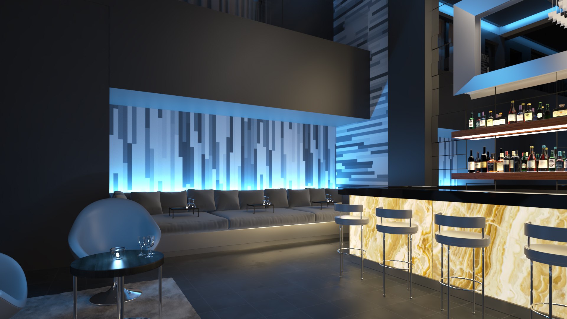 3d Scene Contemporary Lounge Bar
