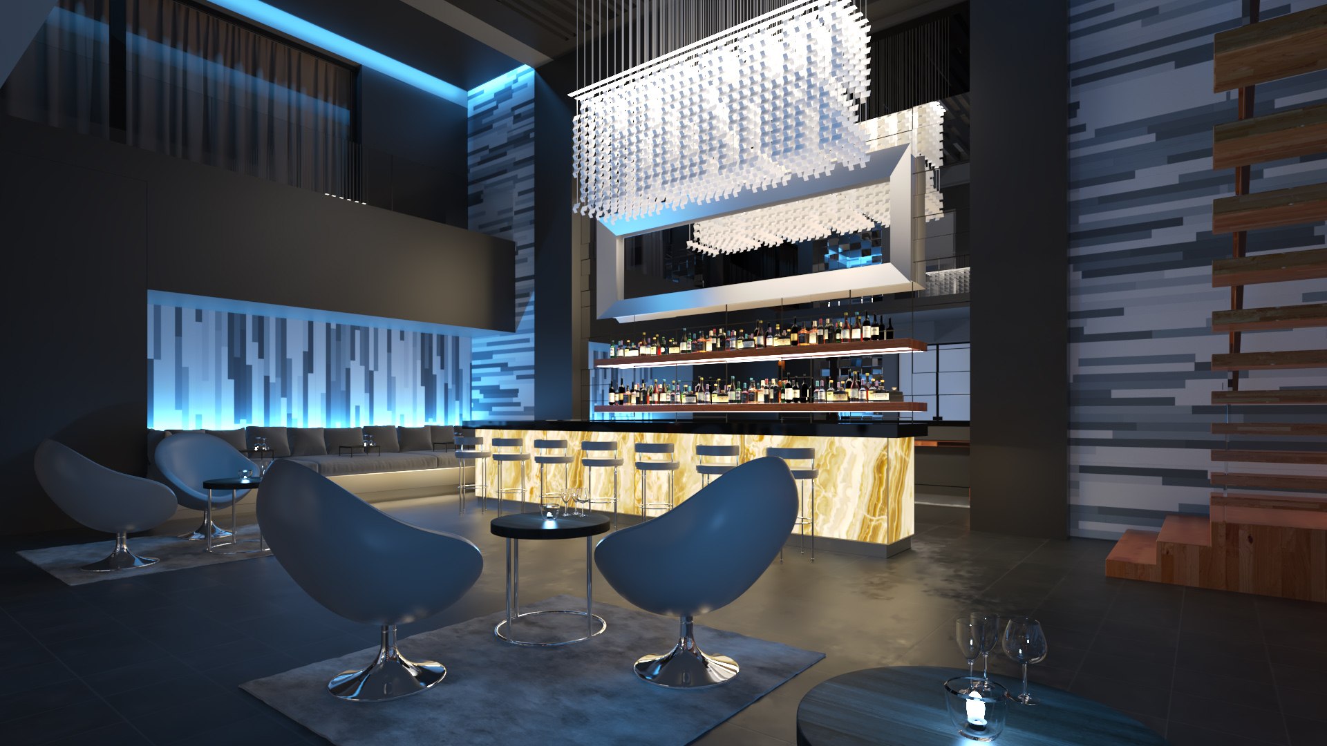 3d Scene Contemporary Lounge Bar