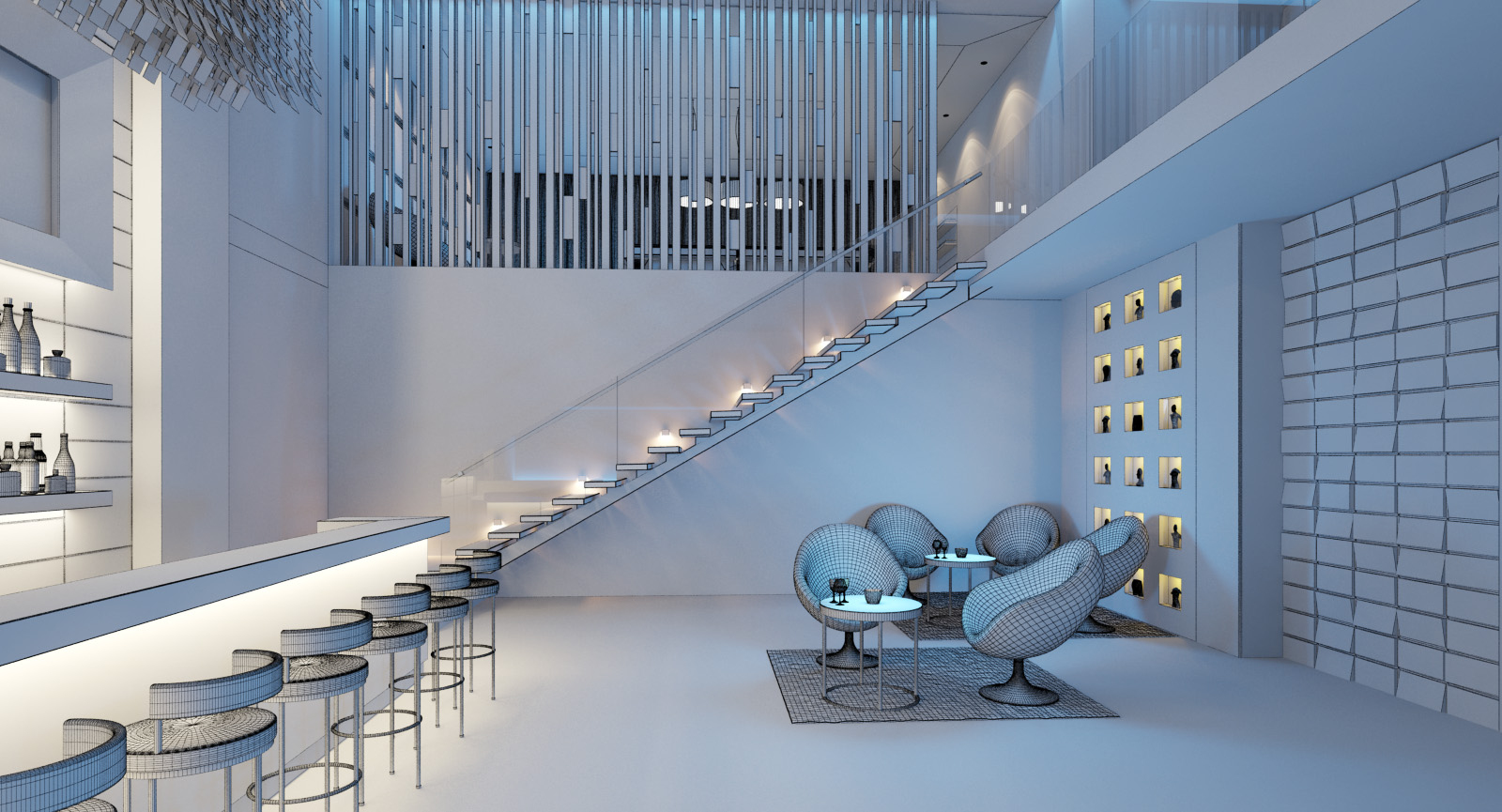 3d scene contemporary lounge bar