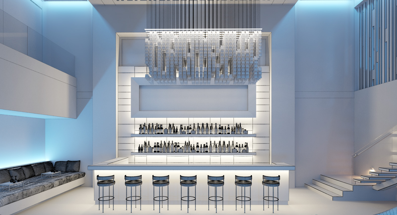 3d scene contemporary lounge bar