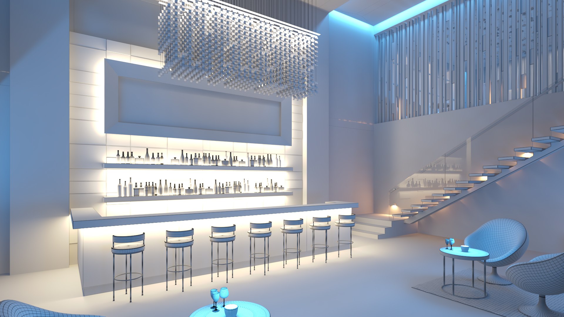 3d Scene Contemporary Lounge Bar