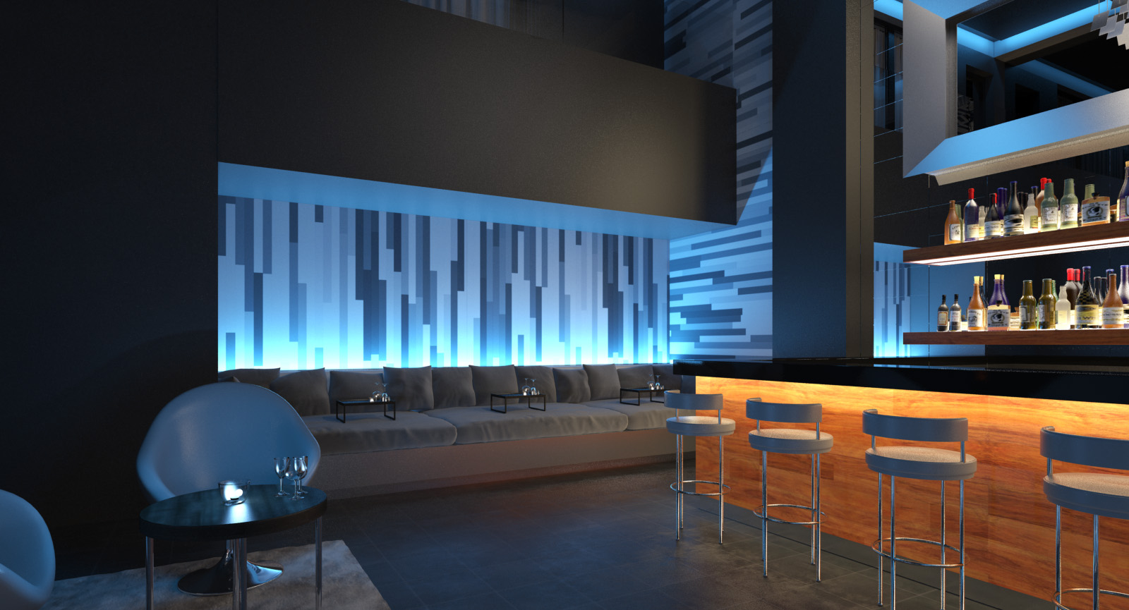 3d scene contemporary lounge bar