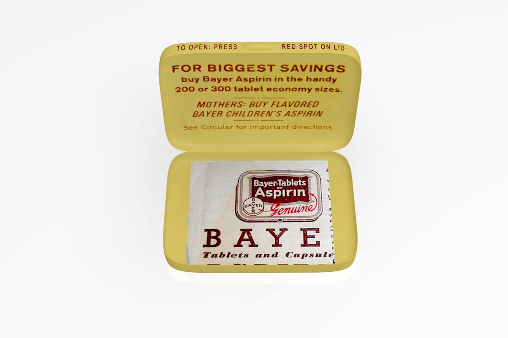Aspirin Bayer Pills Tinbox 3d C4d