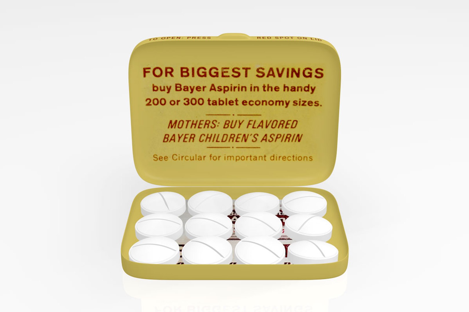 Aspirin Bayer Pills Tinbox 3d C4d