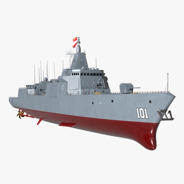 modelo 3d Destructor naval Tipo-055s con helicóptero Harbin ...