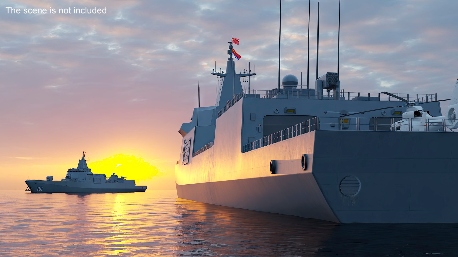 3D Type-055s Naval Destroyer With Harbin Helicopter - TurboSquid 2368279