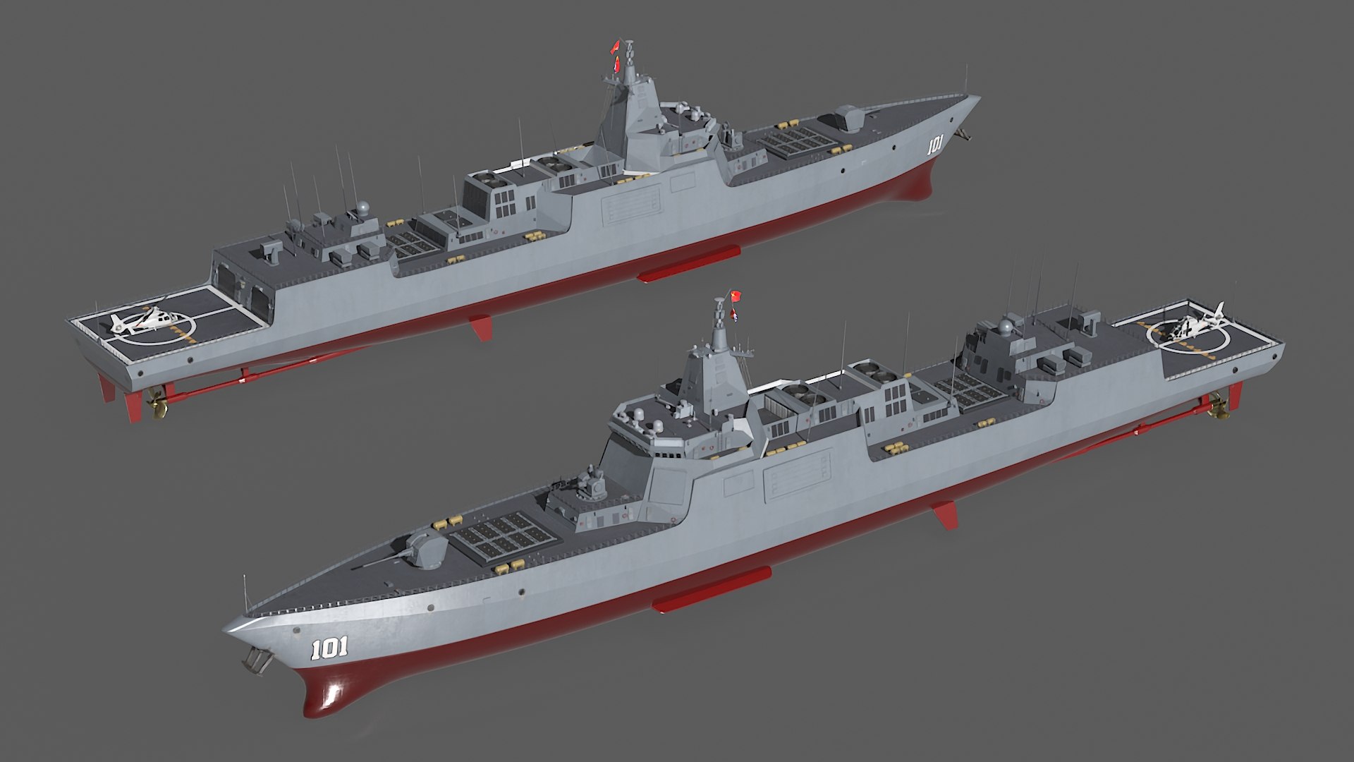 3D Type-055s Naval Destroyer With Harbin Helicopter - TurboSquid 2368279