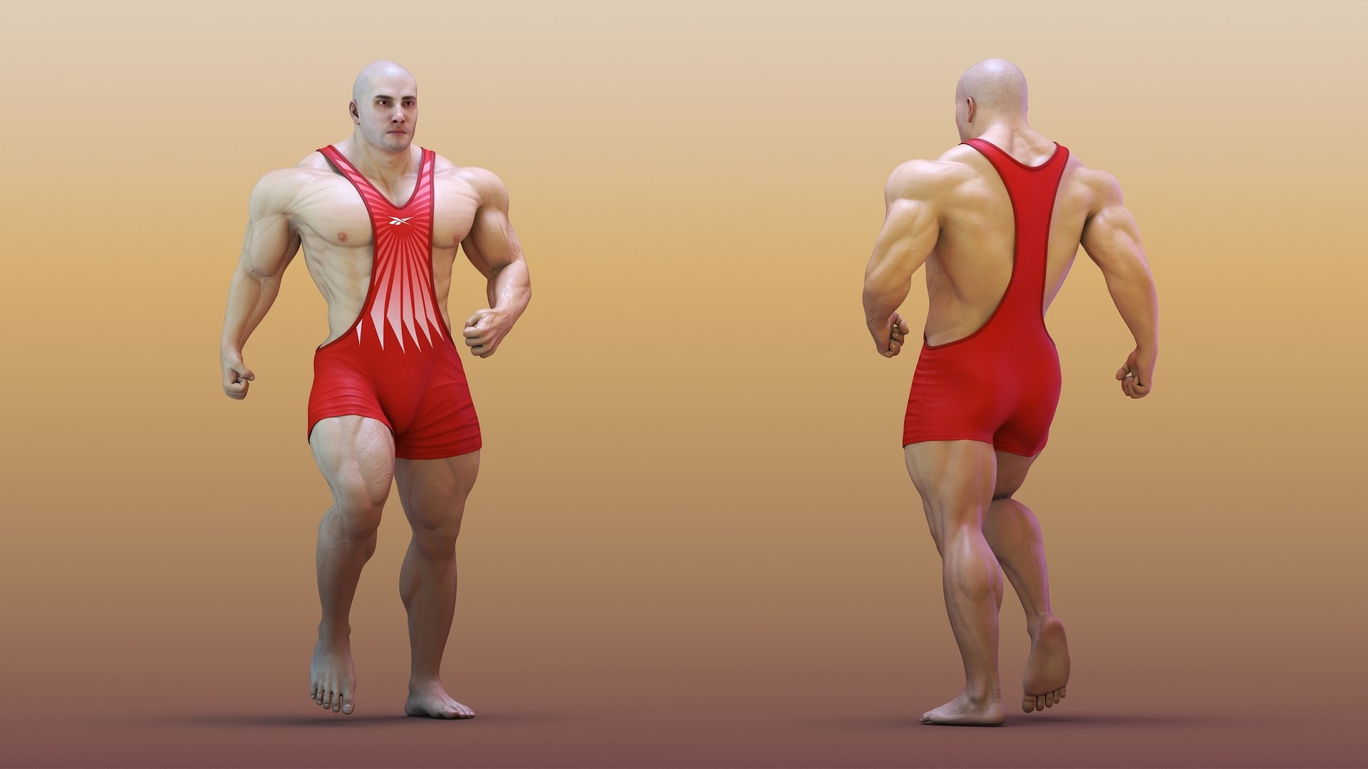 3D Muscular Male Running Pose In Reebok Red Singlet - TurboSquid 2316330