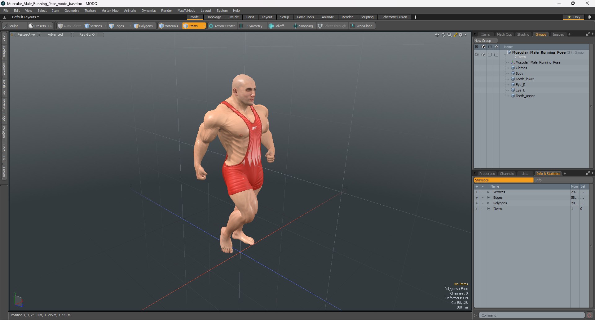 3D Muscular Male Running Pose In Reebok Red Singlet - TurboSquid 2316330