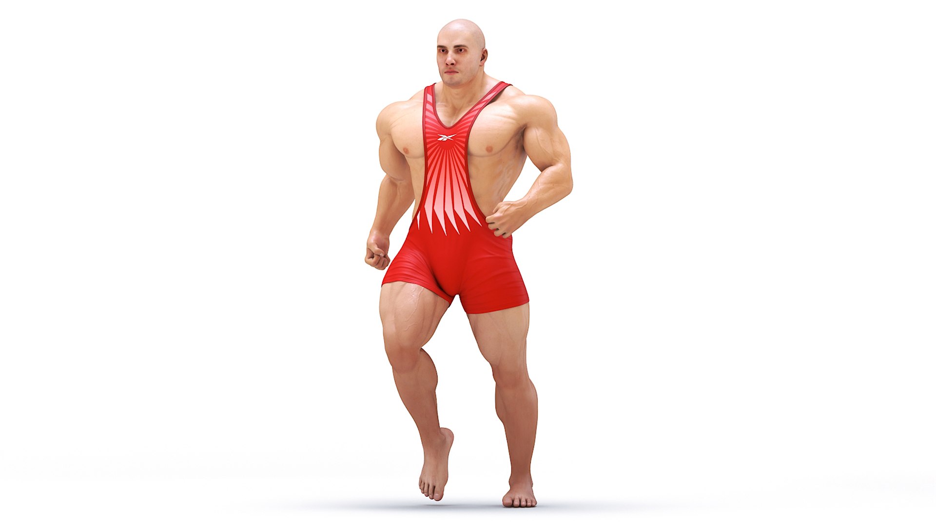 3D Muscular Male Running Pose In Reebok Red Singlet - TurboSquid 2316330
