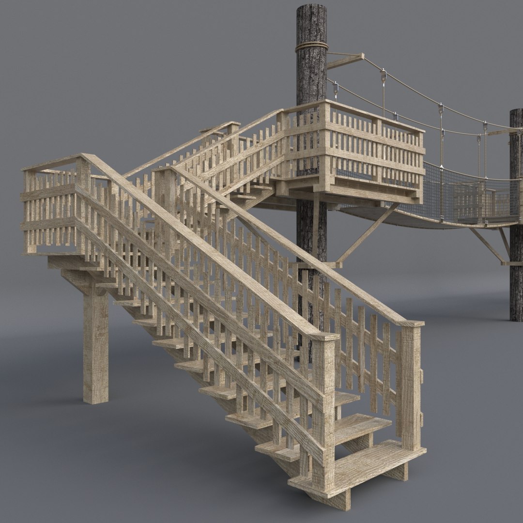 3D Suspension Wooden Bridge Architectural Model - TurboSquid 1253190