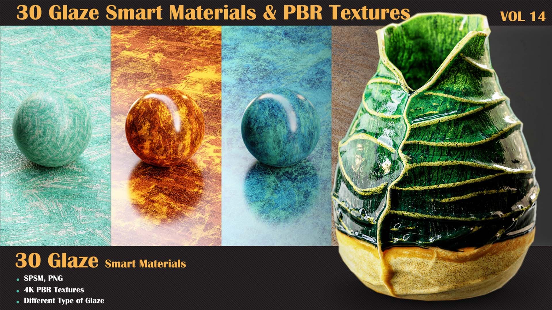 3D 30 Glaze Smart Materials PBR Textures - Vol 14 - TurboSquid 2258110