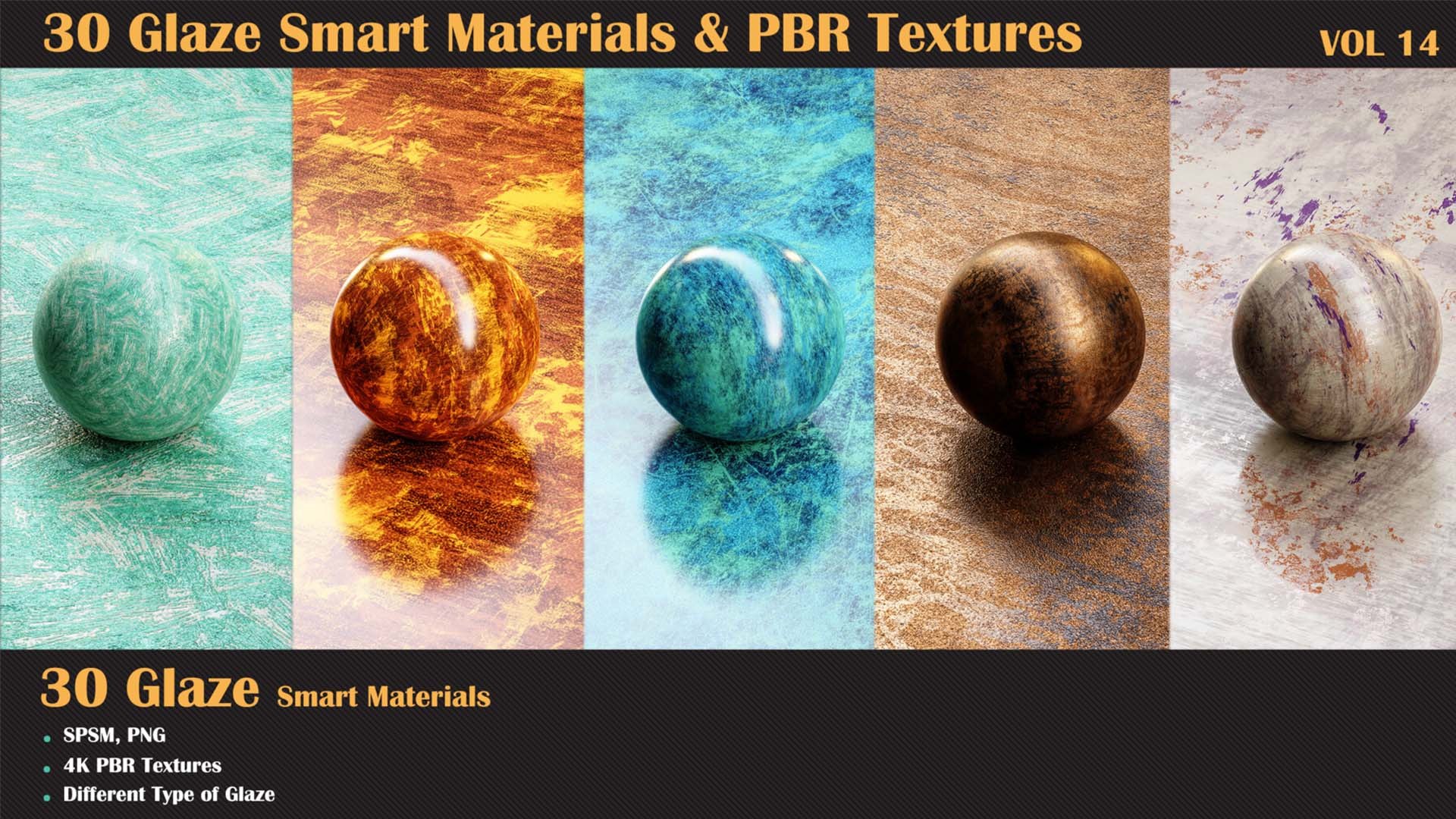 3D 30 Glaze Smart Materials PBR Textures - Vol 14 - TurboSquid 2258110