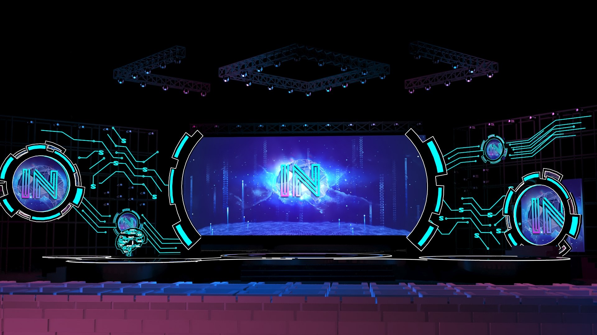 Virtual Stage Truss Meeting Hall Wedding Show Concert v30 3D model ...