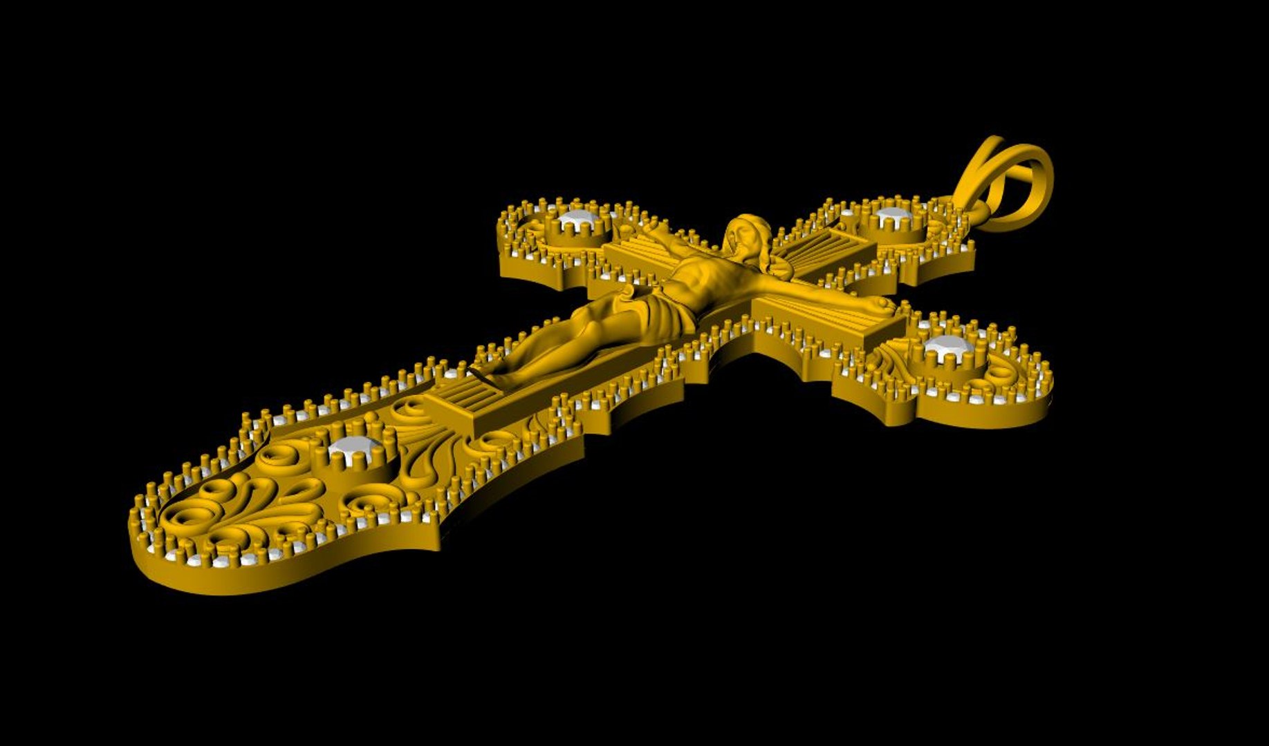 3D Model Jesus Cross Pendant - 0076 - TurboSquid 2355963