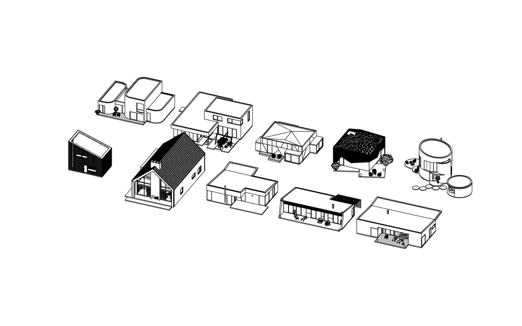 3D 10 Houses Part 2 - Created With Fully Parametric Revit Families ...