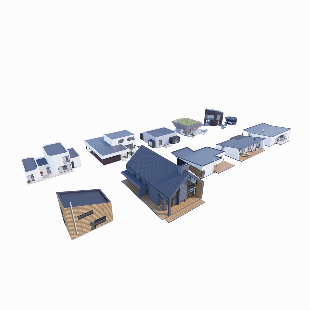 3D 10 Houses Part 2 - Created With Fully Parametric Revit Families ...