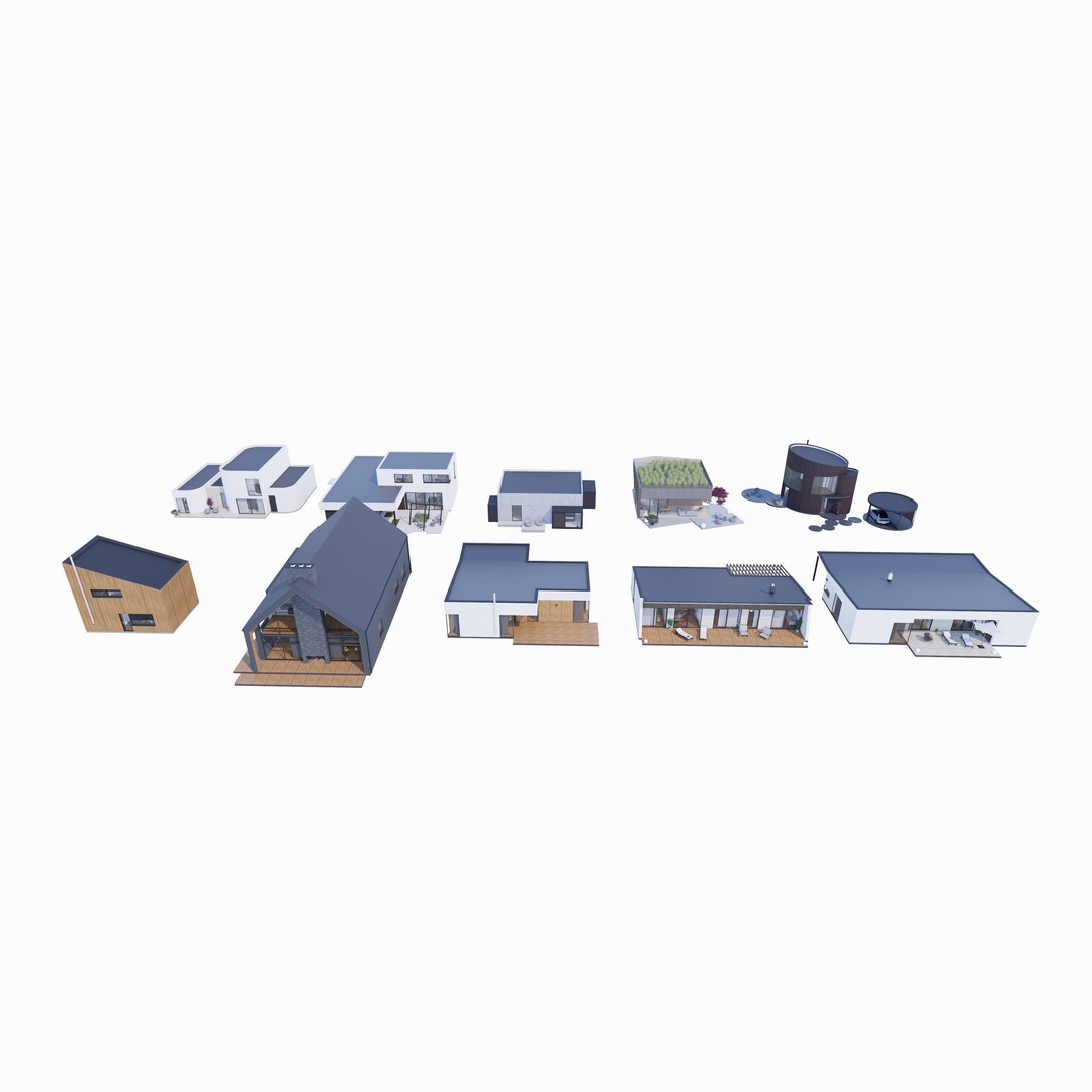 3D 10 Houses Part 2 - Created With Fully Parametric Revit Families ...