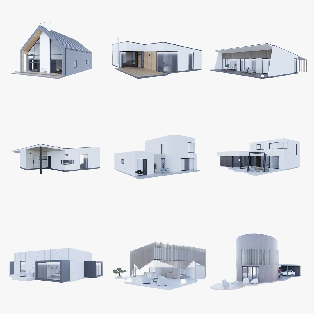 3D 10 Houses Part 2 - Created With Fully Parametric Revit Families ...