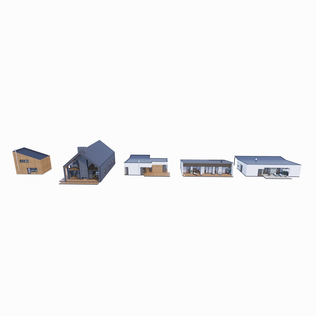 3D 10 Houses Part 2 - Created With Fully Parametric Revit Families ...