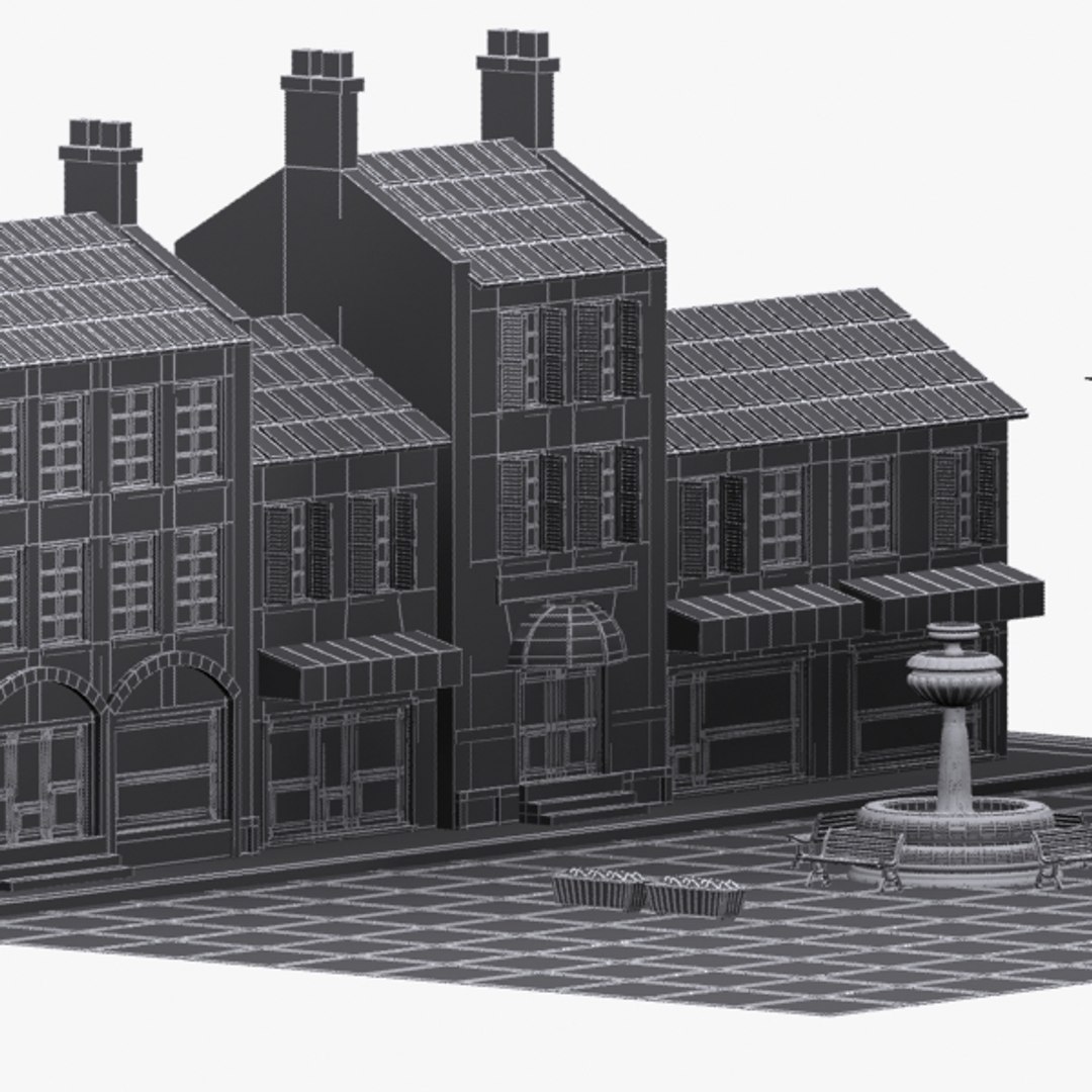 3d model cartoon town square