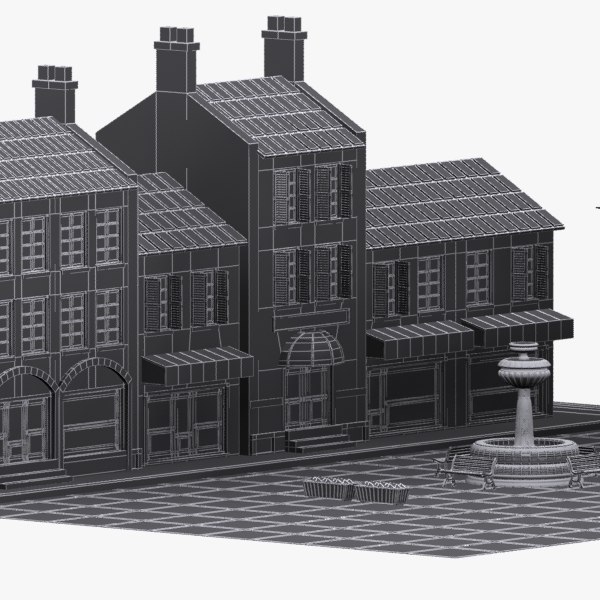3d model cartoon town square