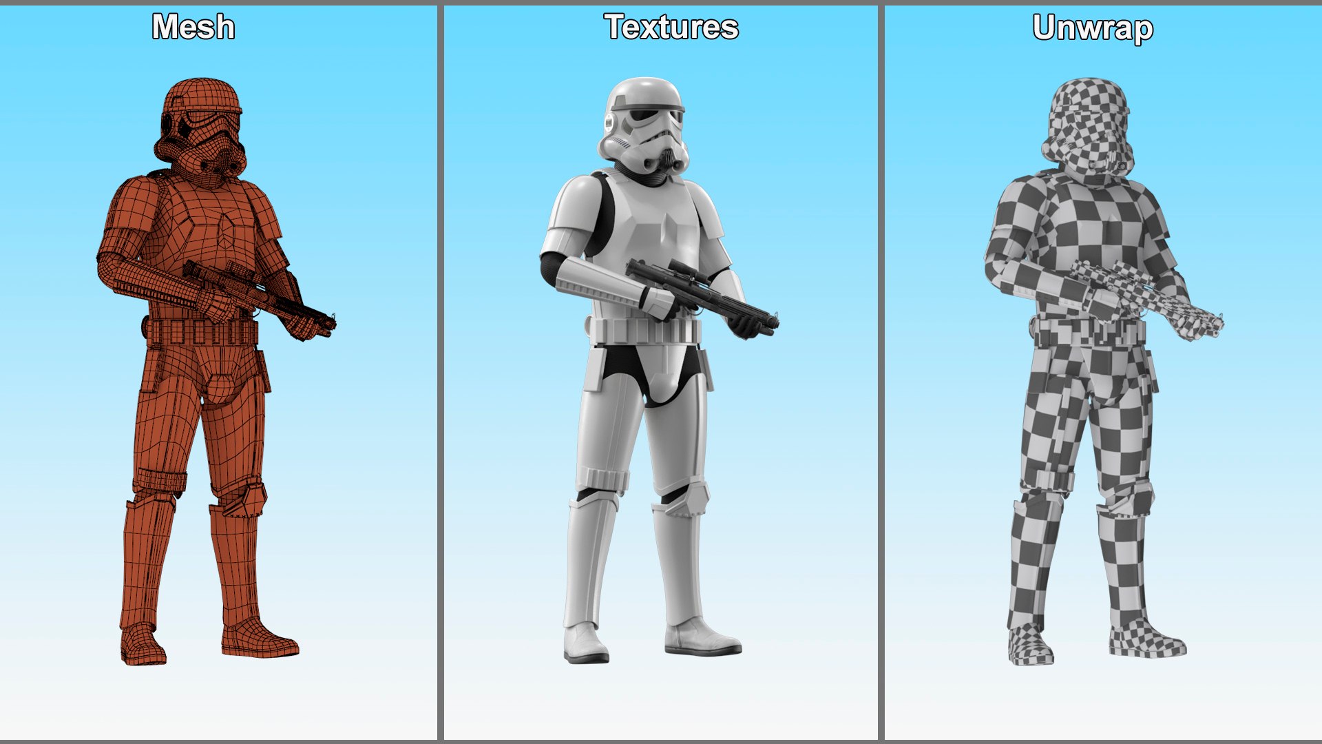 3D Star Wars Imperial Stormtrooper Holding Blaster Standing Pose - TurboSquid 2425115