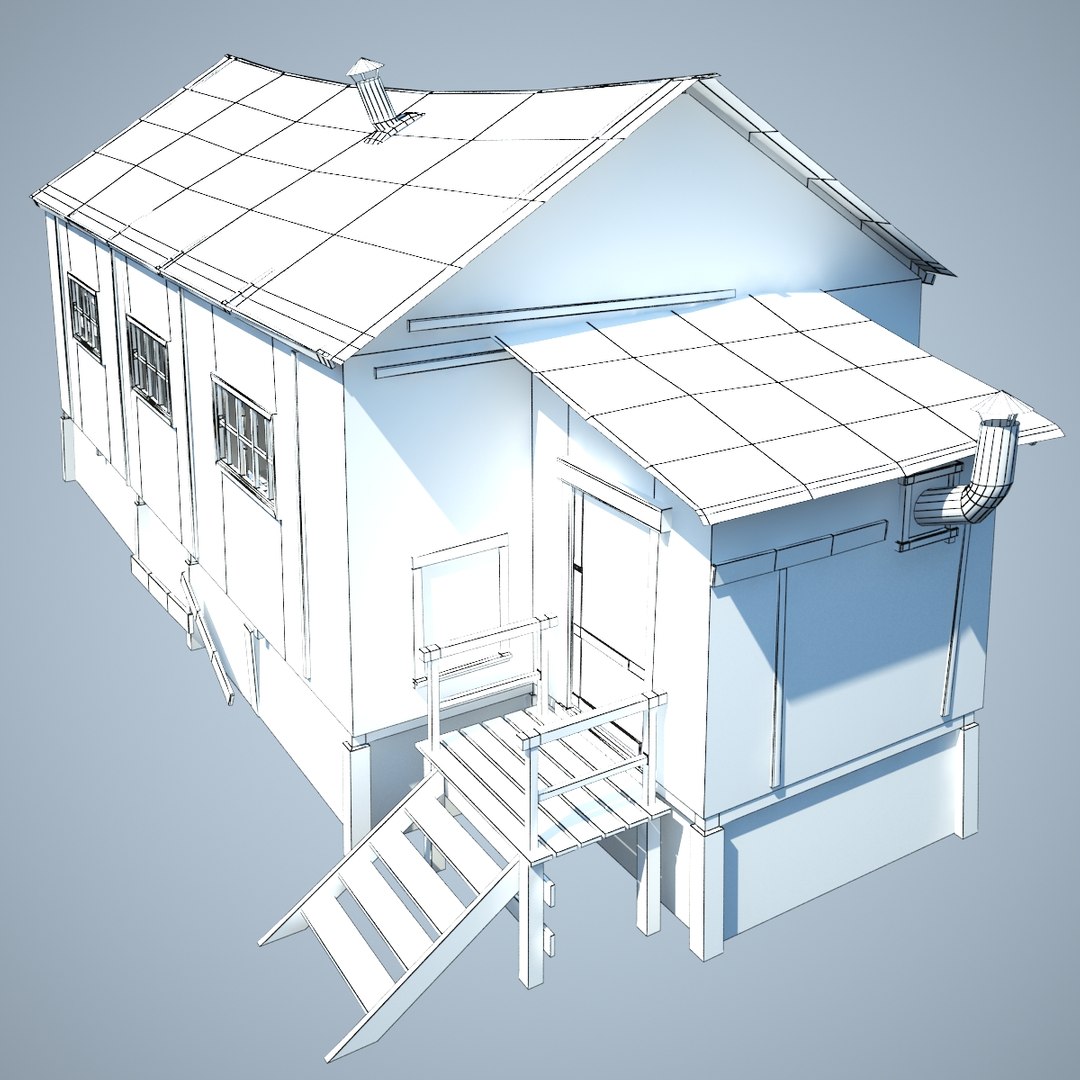Wooden Barn House 3d Model