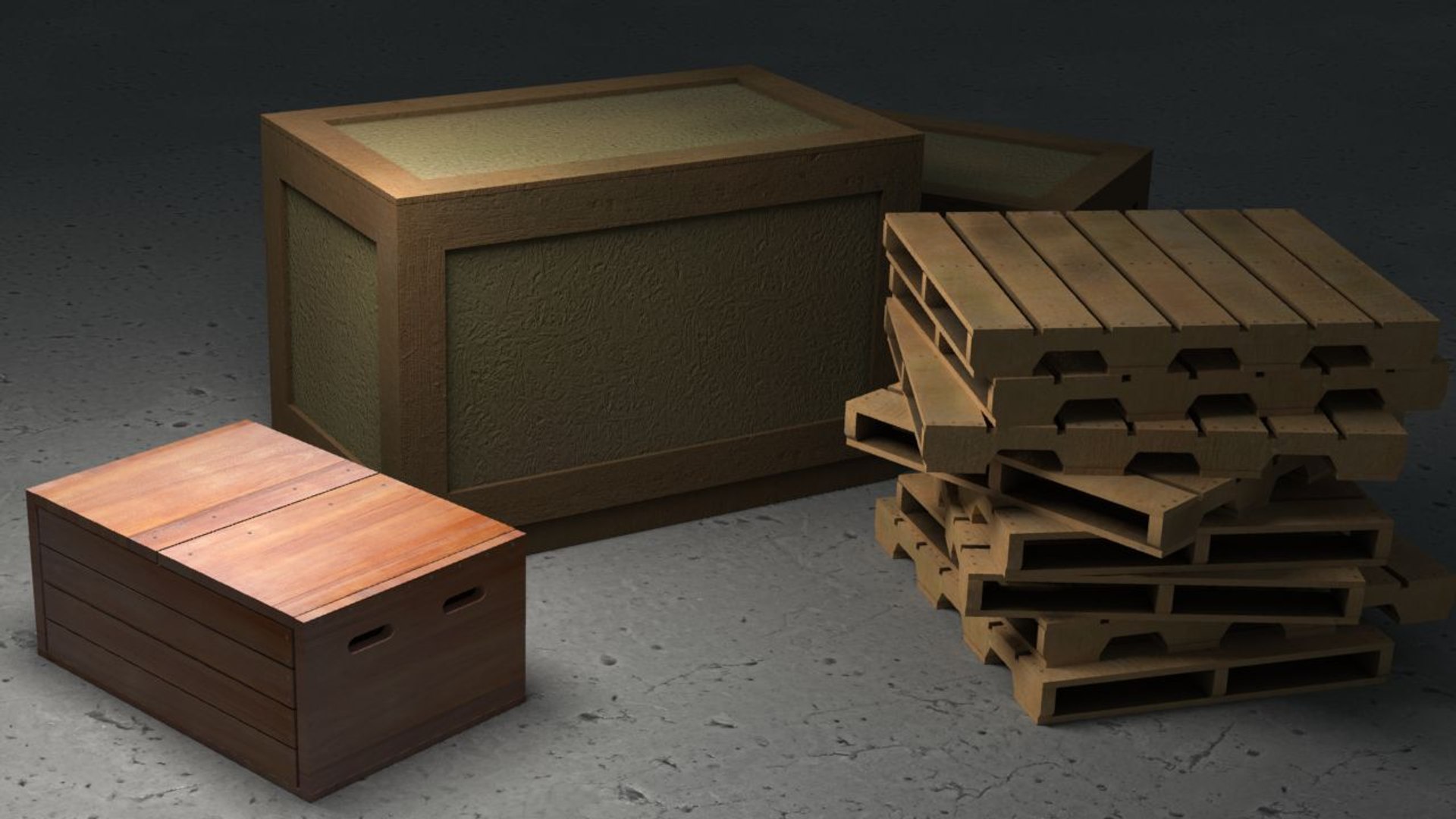 3d Model Shipping Box Crate Pallets