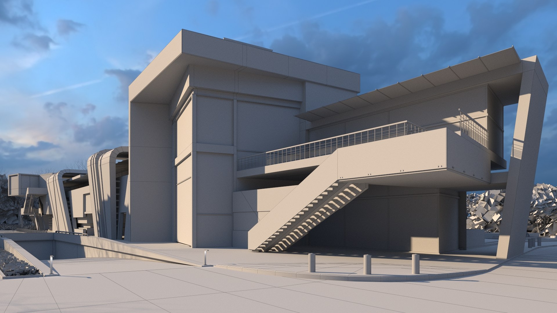 Office Building Exterior Homes 3D - TurboSquid 1550611