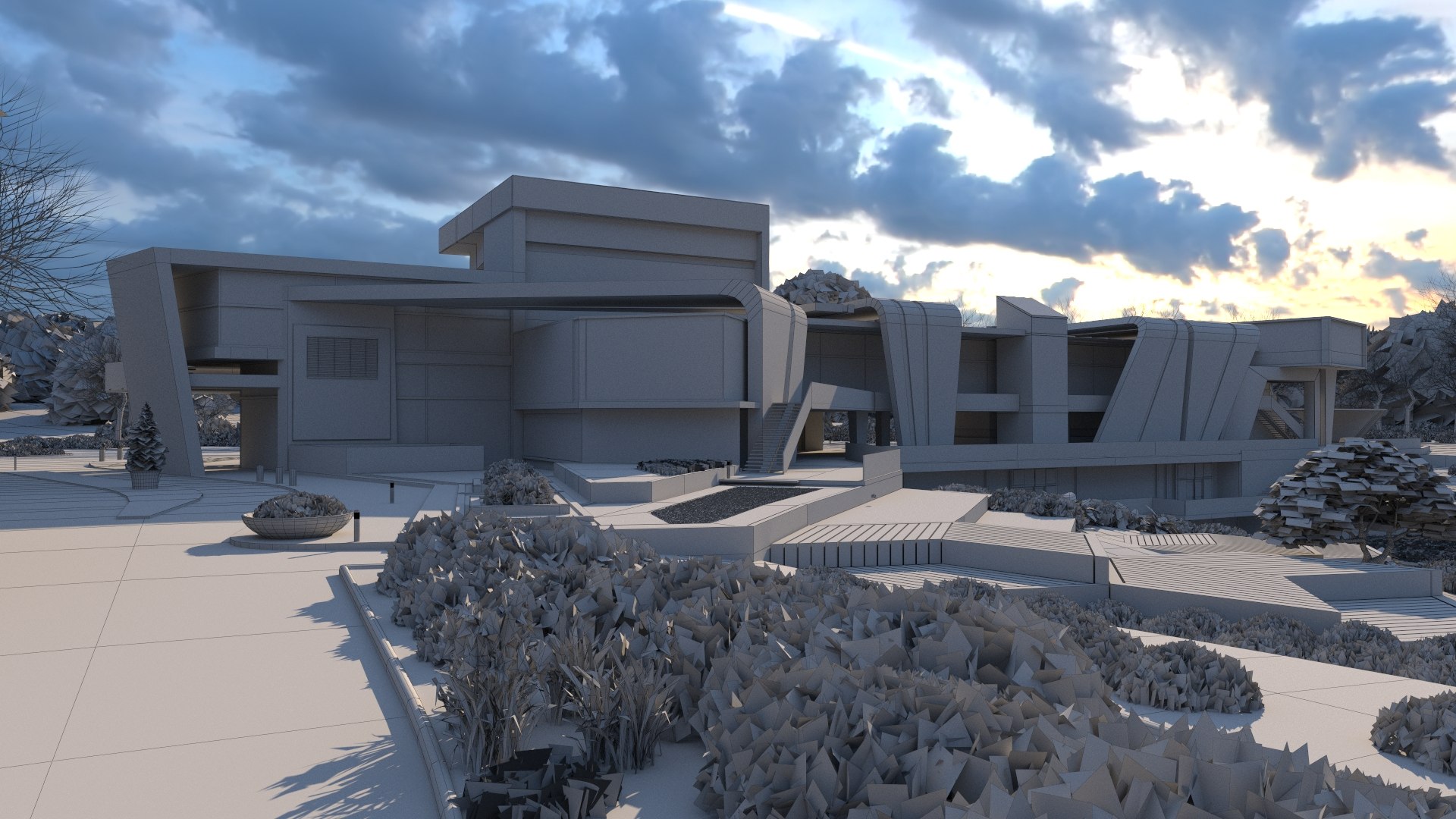 Office Building Exterior Homes 3D - TurboSquid 1550611