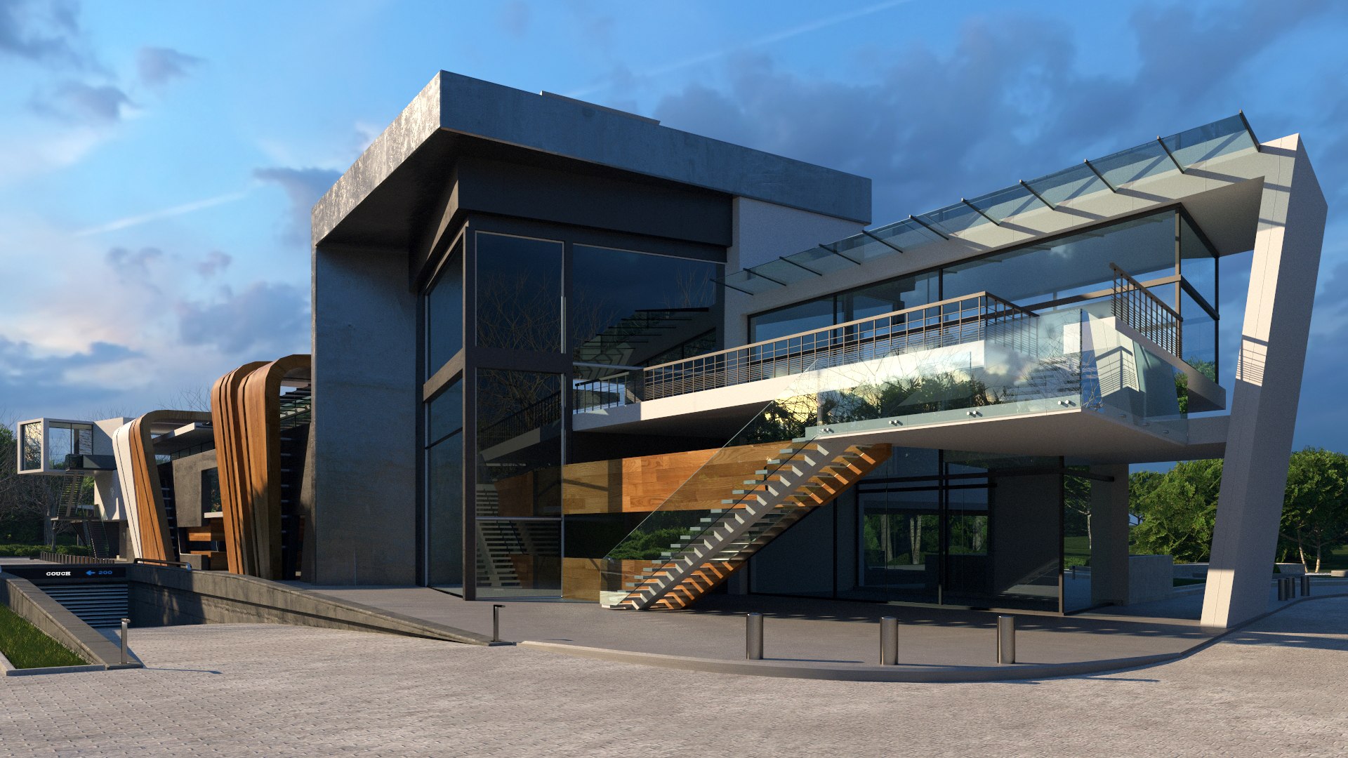 Office Building Exterior Homes 3D - TurboSquid 1550611