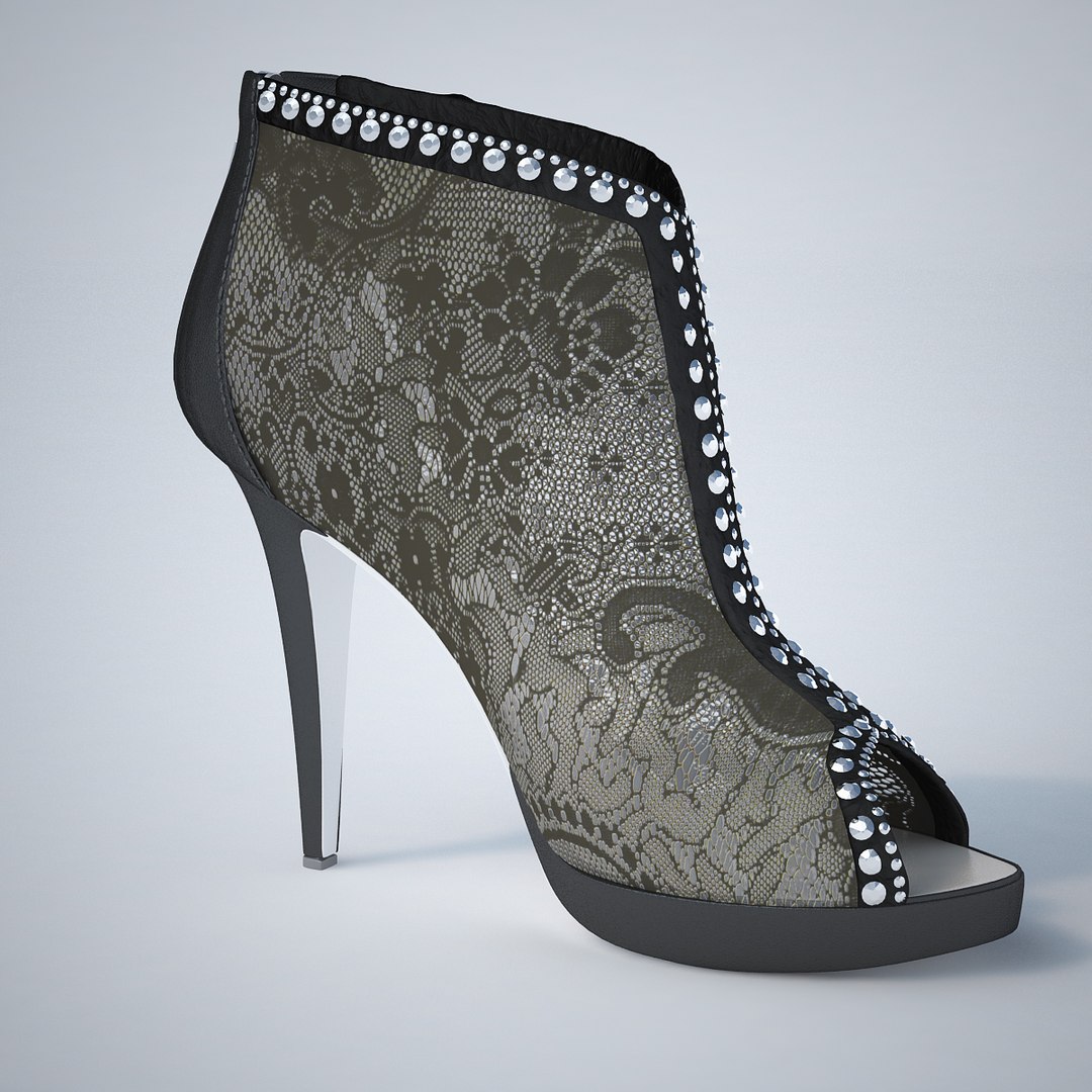 3d Model - Lace Noir Shoes