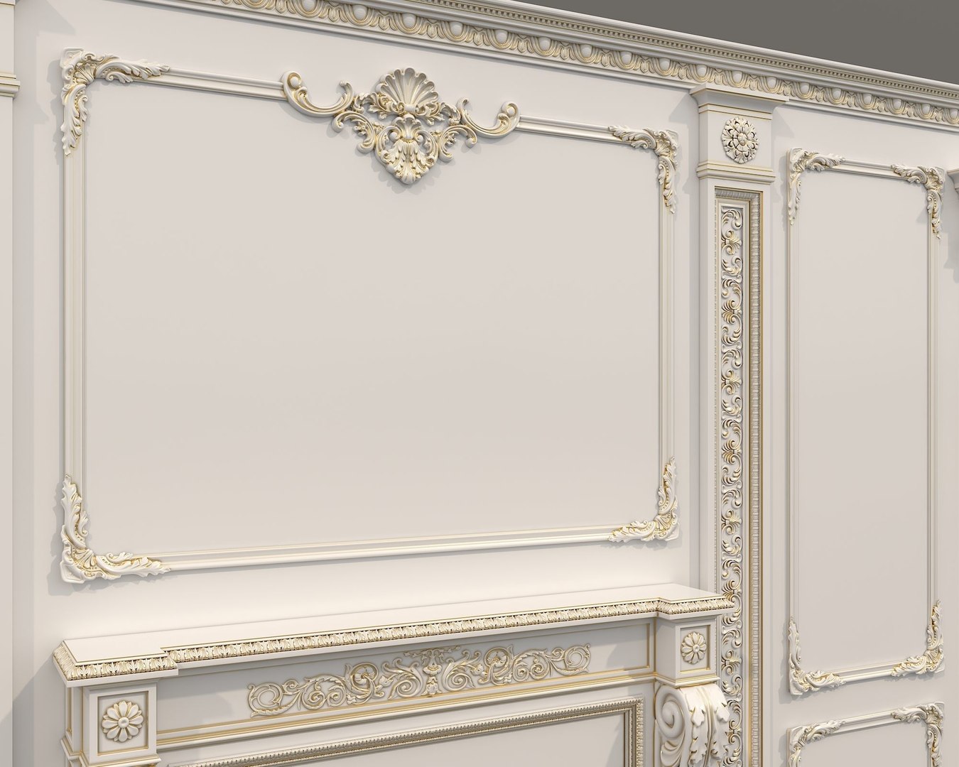 3D Wall Molding In Classic French Style 42 Model - TurboSquid 2274788