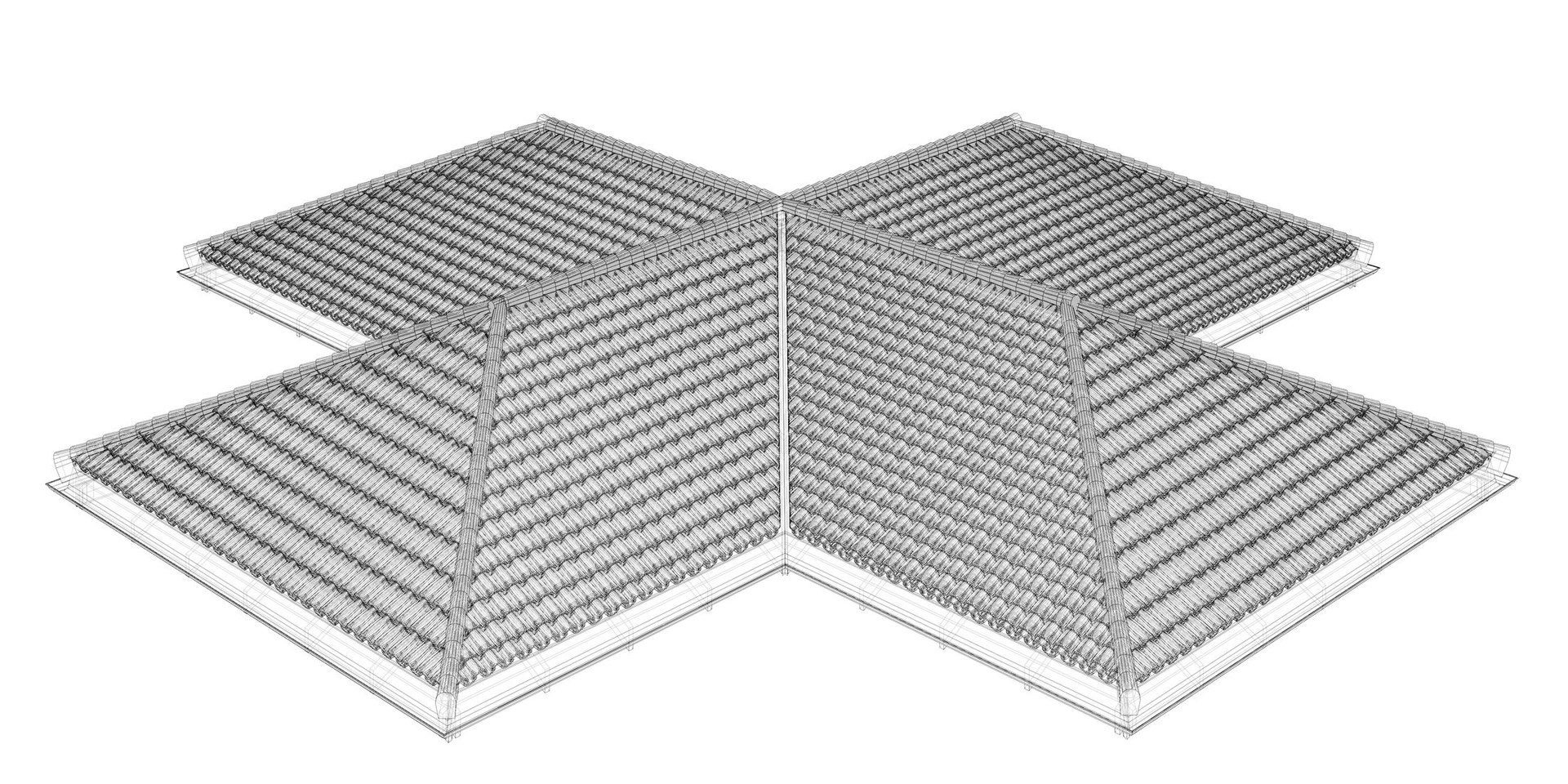 3D Model Cross Roof With Clay Tile - TurboSquid 2088383